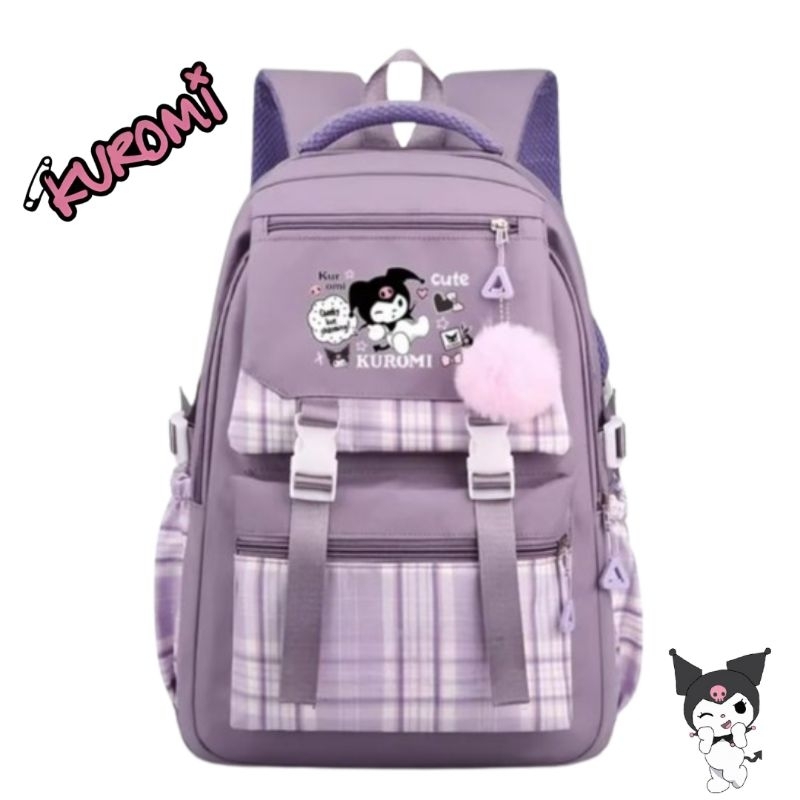 Jual Tas Ransel Sekolah Anak Perempuan Cewek SD SMP SMA Karakter Kartun KUROMI SANRIO Bacpack ...
