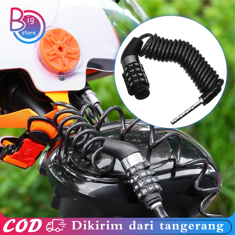 Jual 1.5m Kunci Pengaman Helm Kombinasi 4 Digit Gembok Helm Anti Maling ...