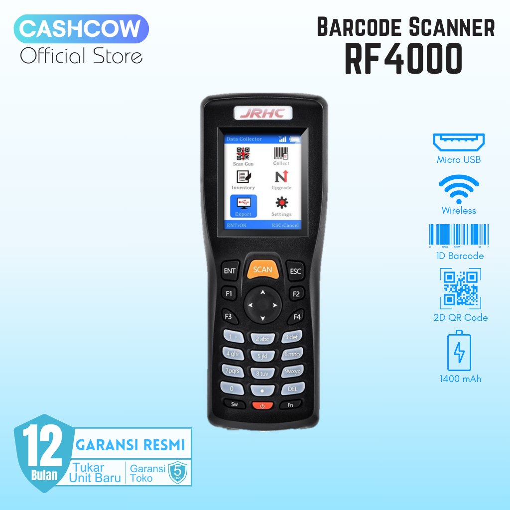 Jual Cashcow PDT Wireless Barcode Scanner 2D RF4000 | Shopee Indonesia