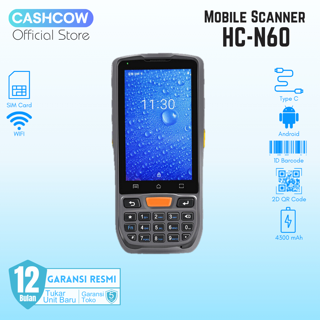 Jual Mobile Barcode Scanner 2D PDA Android SIM Card Touchscreen WIFI ...