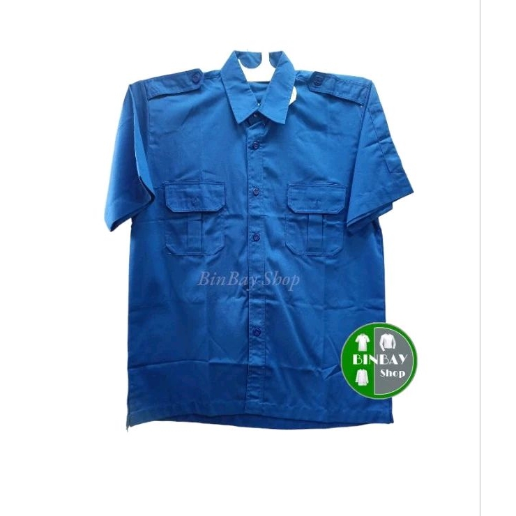 Jual KEMEJA SERAGAM DRILL PDL PDH PANGKAT BIRU BENHUR + SAKU KECIL DI ...