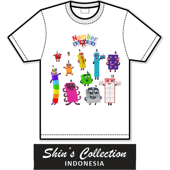 Jual Kaos DTF Oblong ukuran anak Number blocks 1 pc | Shopee Indonesia