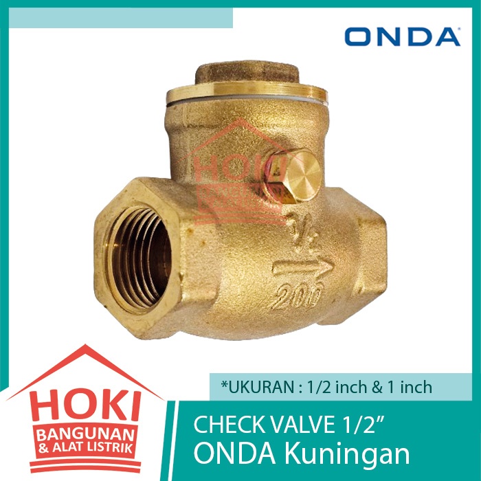 Jual CHECK VALVE ONDA KUNINGAN 1/2" 1" - Swing Tabo Klep Katup Kran 1/2 ...