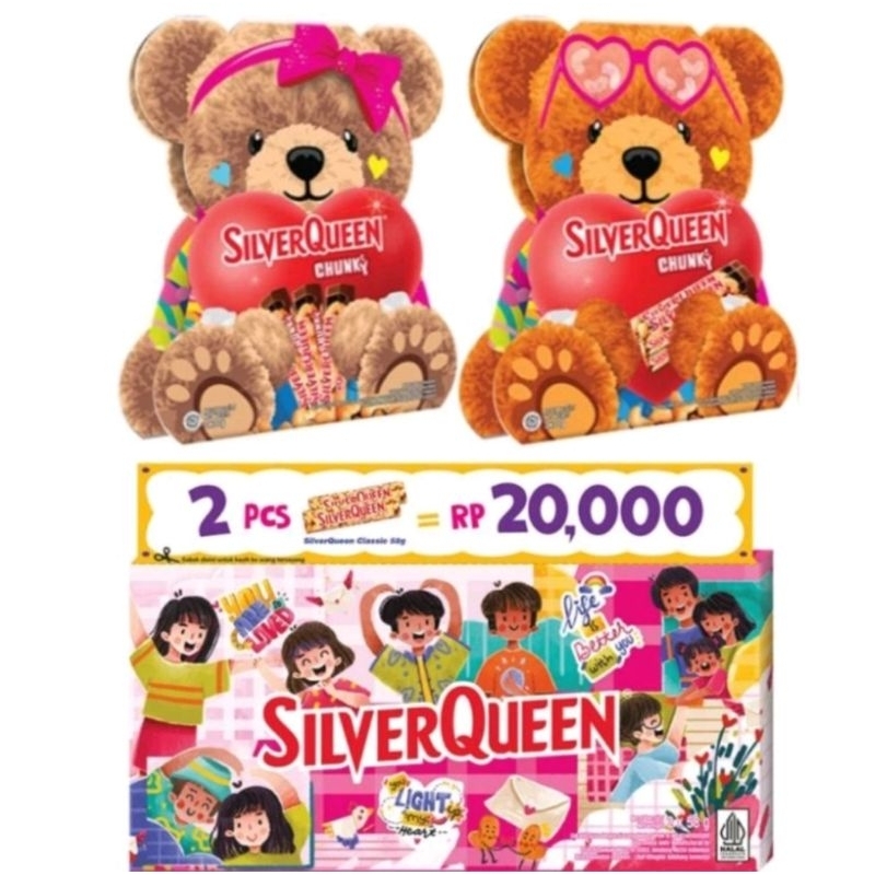 Jual Coklat Silverqueen edisi valentine 1pak isi 2pcs beruang teddy ...