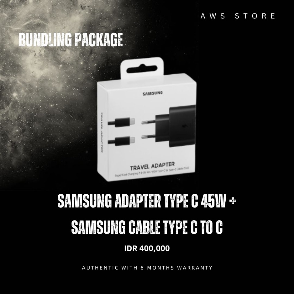 Jual Samsung adapter type C 45W + cable type C to C | Shopee Indonesia
