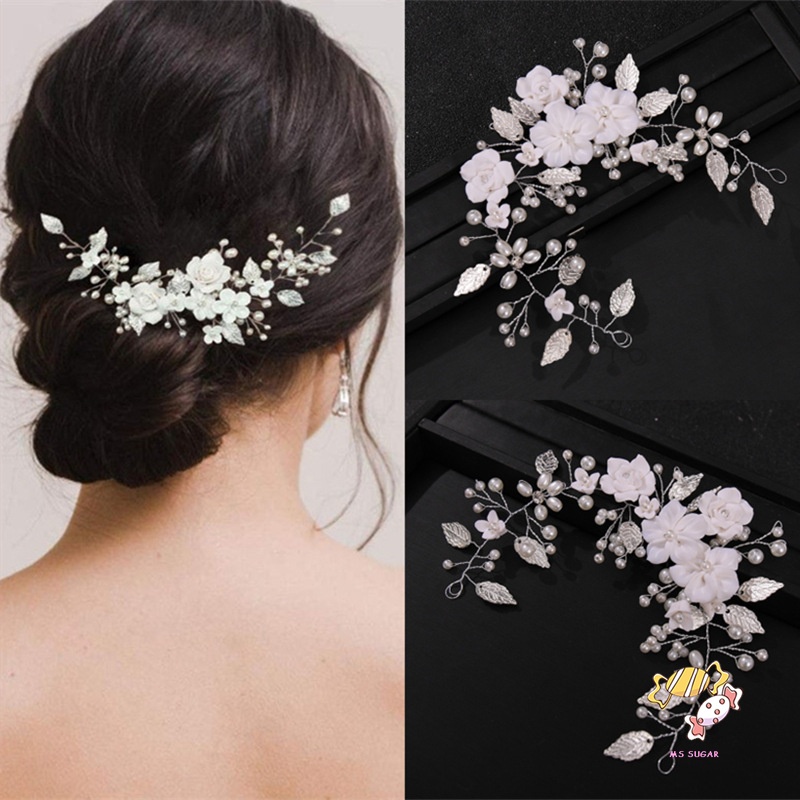 Jual YADORNOS Aksesoris Rambut Desain Bunga Hias Mutiara Handmade Untuk ...