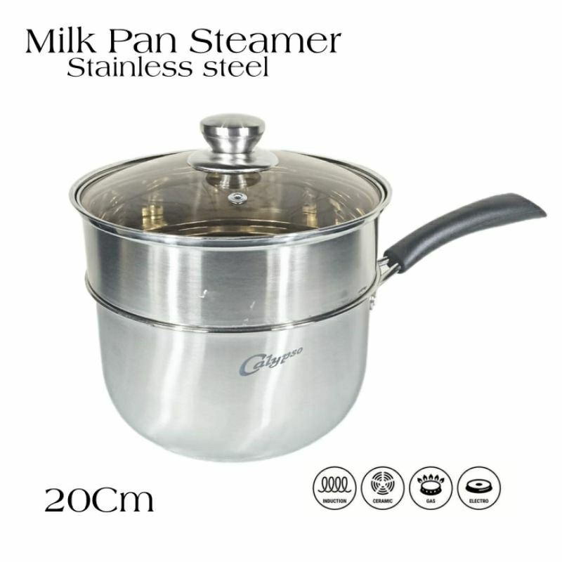 Jual panci milk pan steamer kukus calypso TEBAL 20cm / panci susu vienna 20cm / panci kukus ...