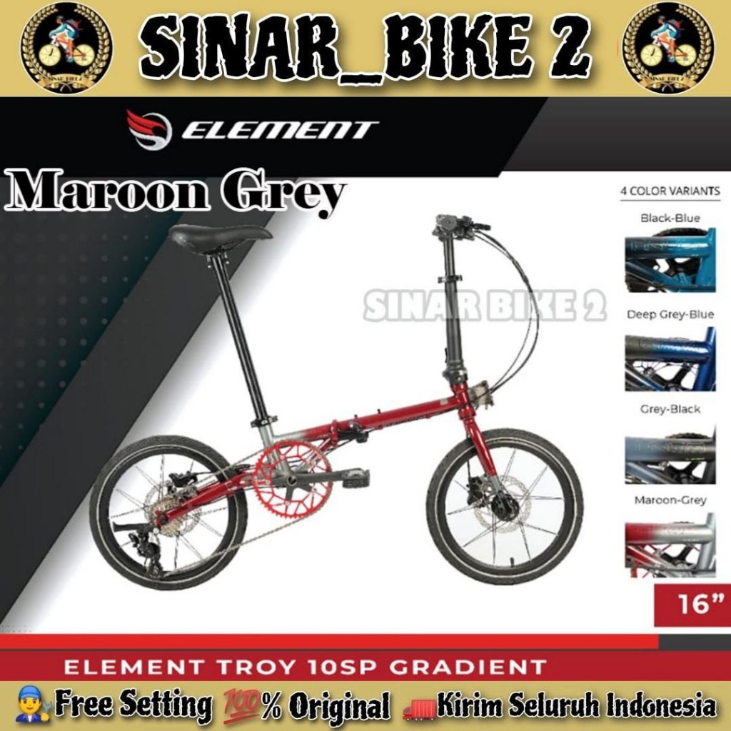 Jual Sepeda Lipat ELEMENT TROY 10 SPEED GRADIENT Chromoly 16 Inch ...