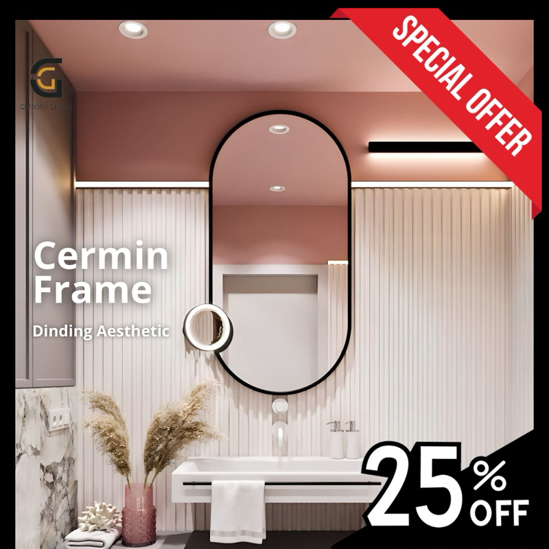 Jual Cermin Aesthetic Dinding Oval Kapsul Frame Hitam Putih | Shopee ...