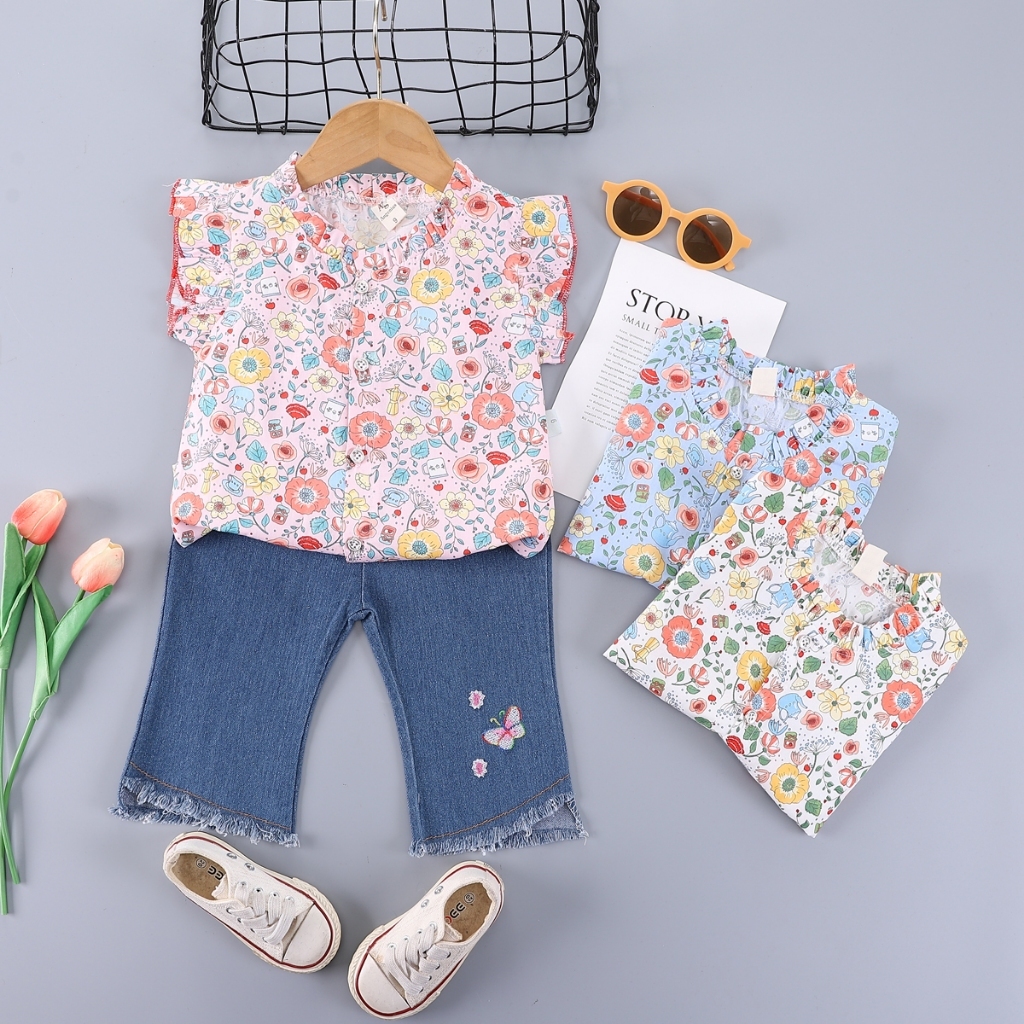 Jual TWINKLE Setelan Baju Anak Perempuan Lengan Pendek Bahan Katun ...