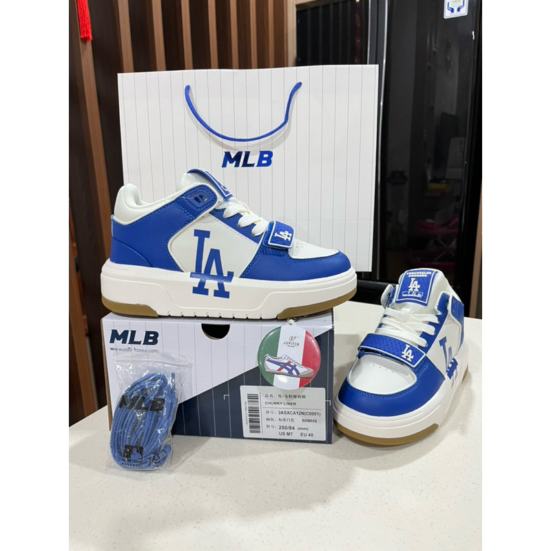 Jual Sepatu MLB Chunky Liner Mid Los Angeles “ White Blue “ | Shopee ...