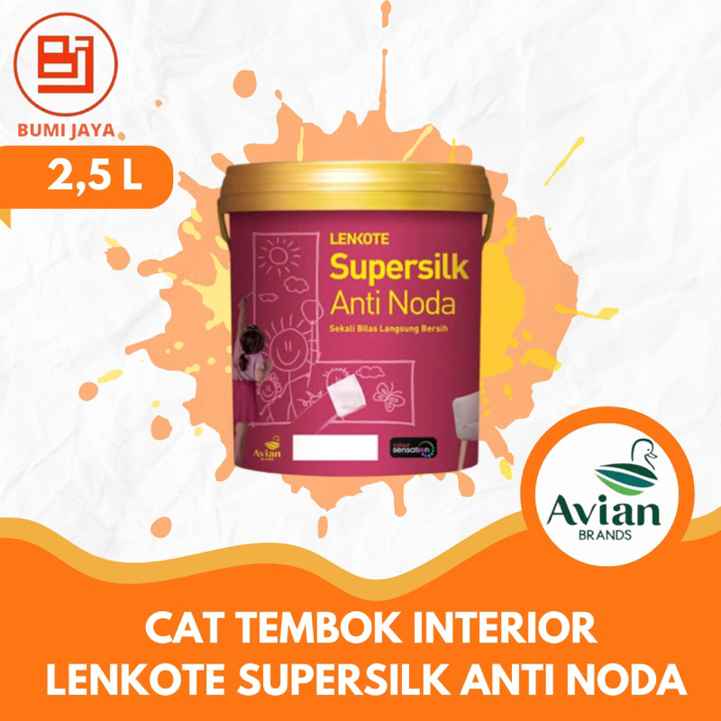 Jual Cat Tembok Interior Avian Lenkote Supersilk Anti Noda 2,5L | Shopee Indonesia