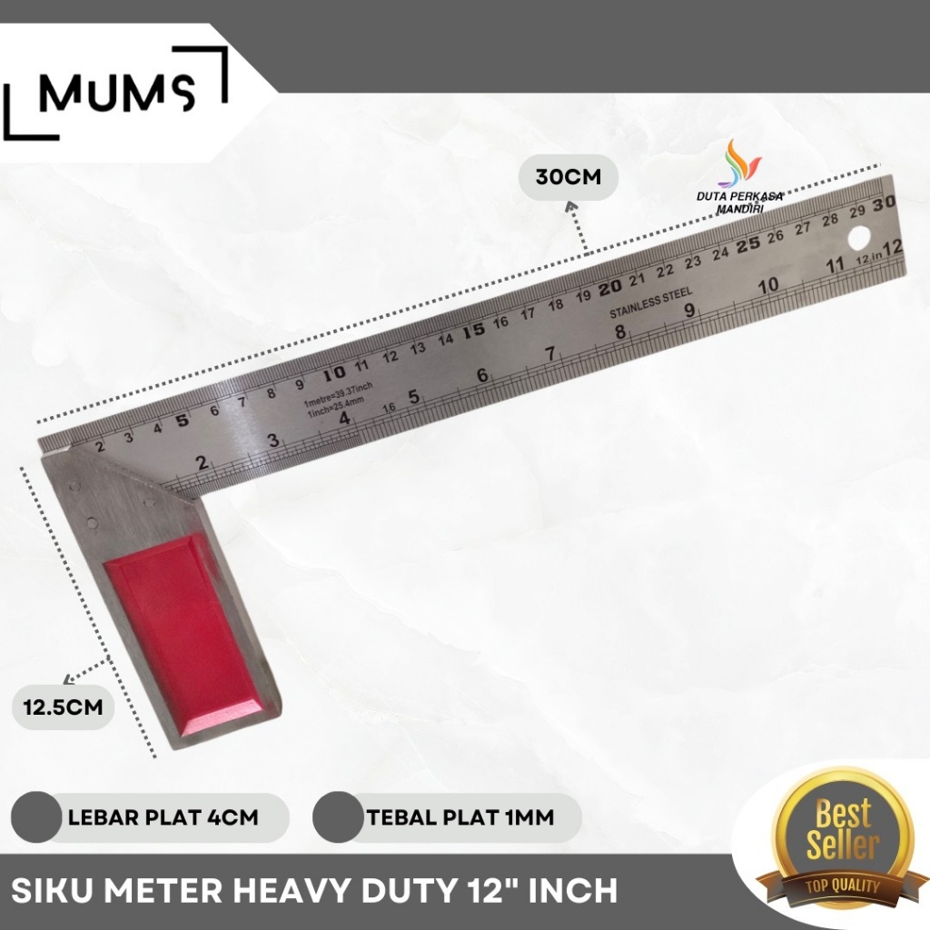 Jual DPM - Penggaris Siku Tukang 12" Inch Alat Siku Meter Heavy Duty ...