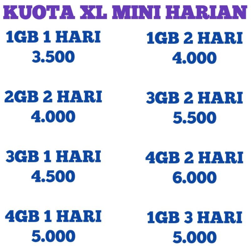 Jual Kuota XL Mini 1GB, 1.5GB, 2.5GB, 4GB, 6GB | Shopee Indonesia