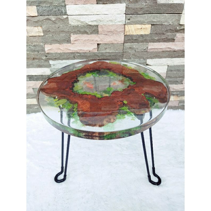 Jual Meja resin kayu jati/resin art/meja portable/3D realis panorama ...