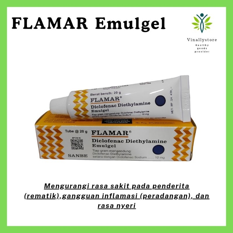 Jual FLAMAR Emulgel 20g - Gel pengurang rasa sakit dan anti peradangan ...