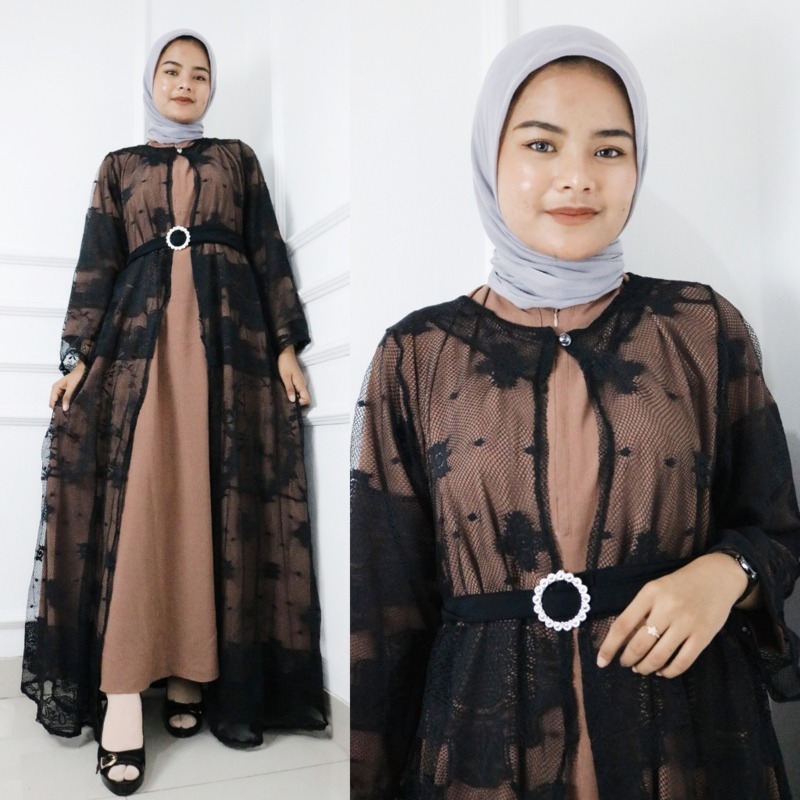 Jual Dress Wanita Fashion Muslim Kekinian Daviena Set Dress BO Size M L ...