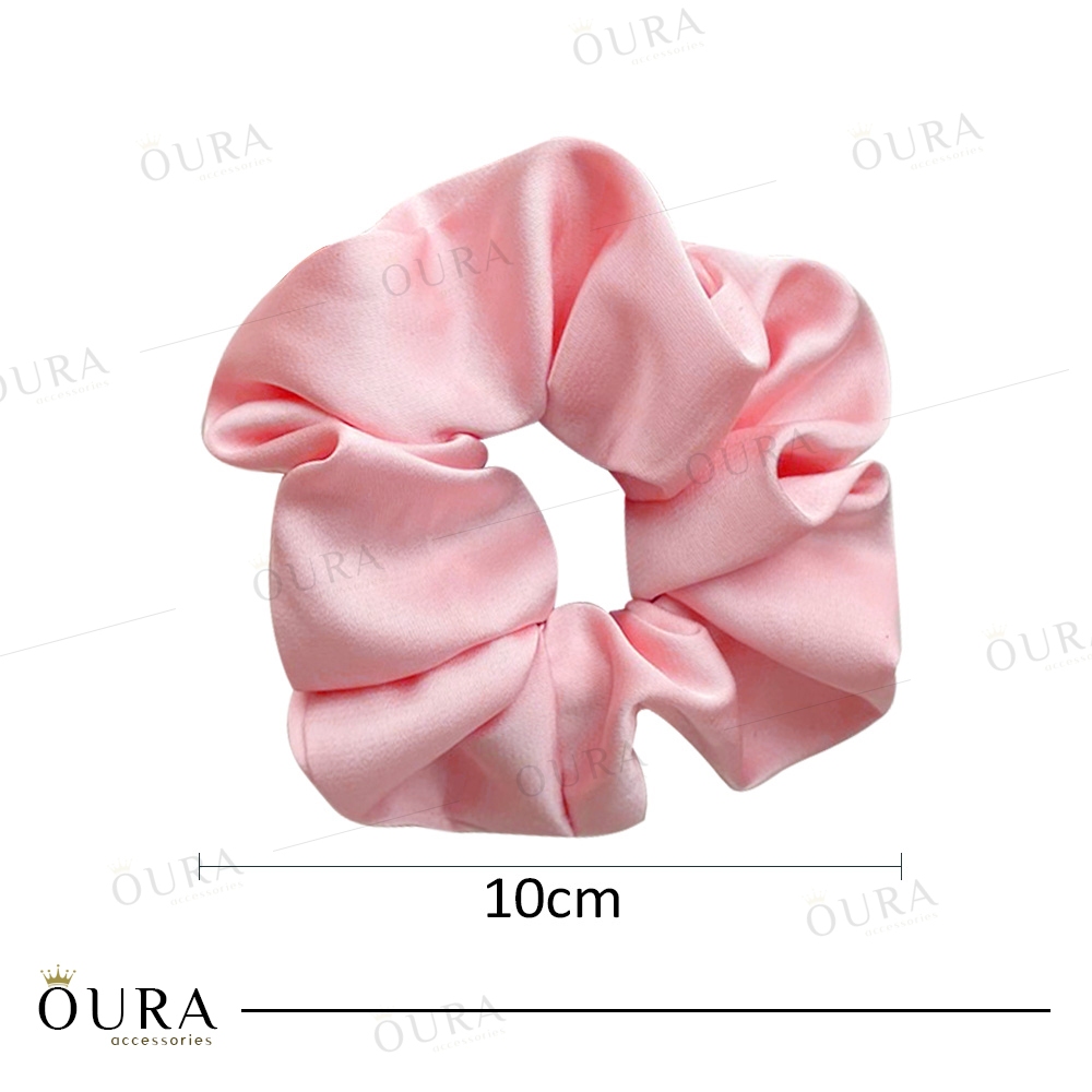 Jual Ikat Rambut Scrunchie Satin Elastis Polos Kunciran Rambut Korea ...