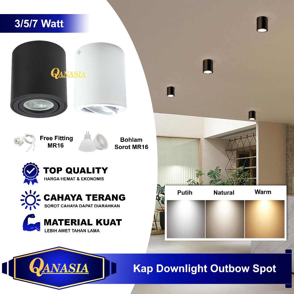 Jual Downlight Outbow MR16 Lampu Sorot Halogen Spotlight LED 3 Watt 5 Watt 7 Watt 12 Watt 3W 5W ...