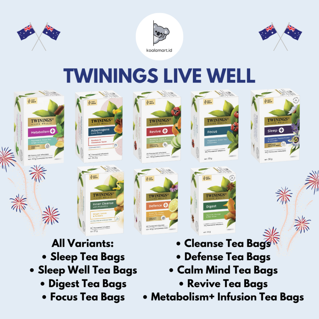 Jual TWININGS LIVE WELL TEH TEA BAG 100% ORIGINAL AUSTRALIA • Sleep ...