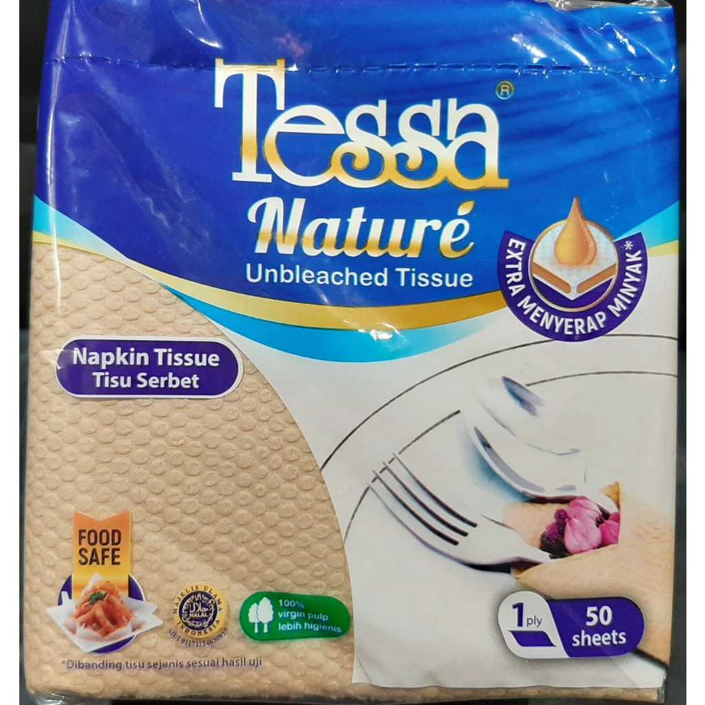 Jual 1 Pcs Tissue Tessa Napkin Nature 50 Sheets x 1 Ply TN-08 ( Warna ...