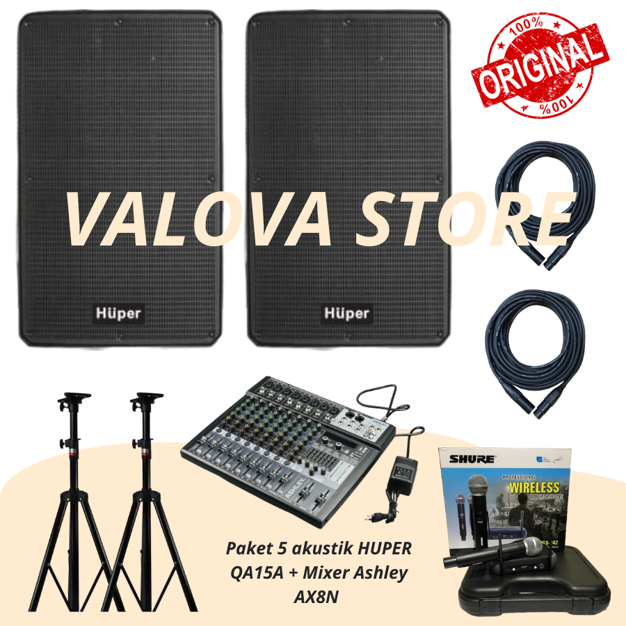 Jual Paket akustik 5 HUPER QA15A + Mixer Ashley AX8N ORIGINAL | Shopee ...