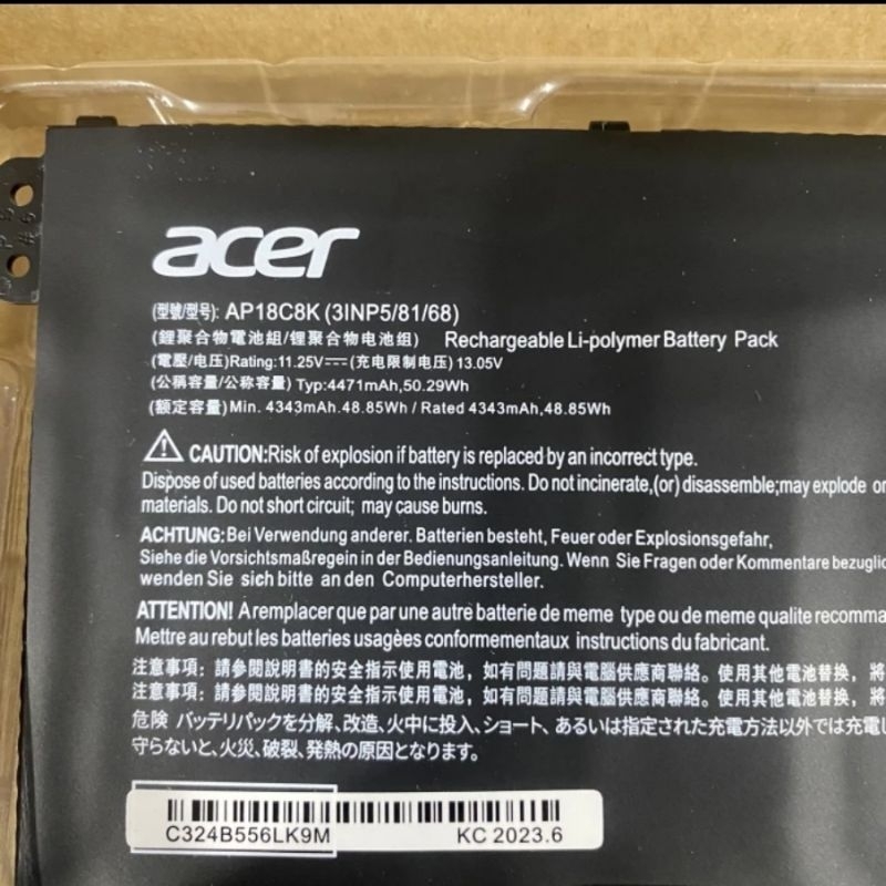 Jual BATERAI ACER AP18C8K AC13C34 AP18C4K AP19B5L ORIGINAL | Shopee ...