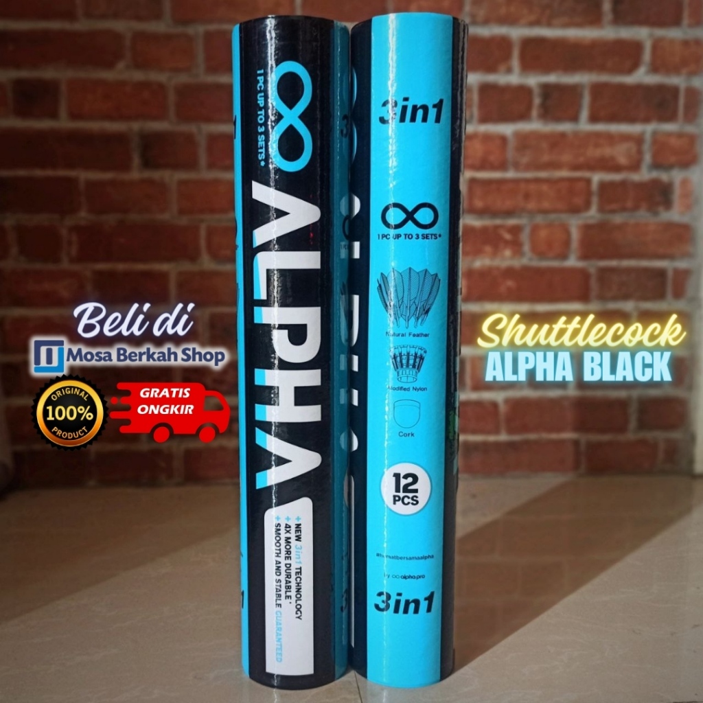 Jual Shuttlecock Alpha Black 3 in 1 Kok Alpha Black Bulu angsa Awet ...