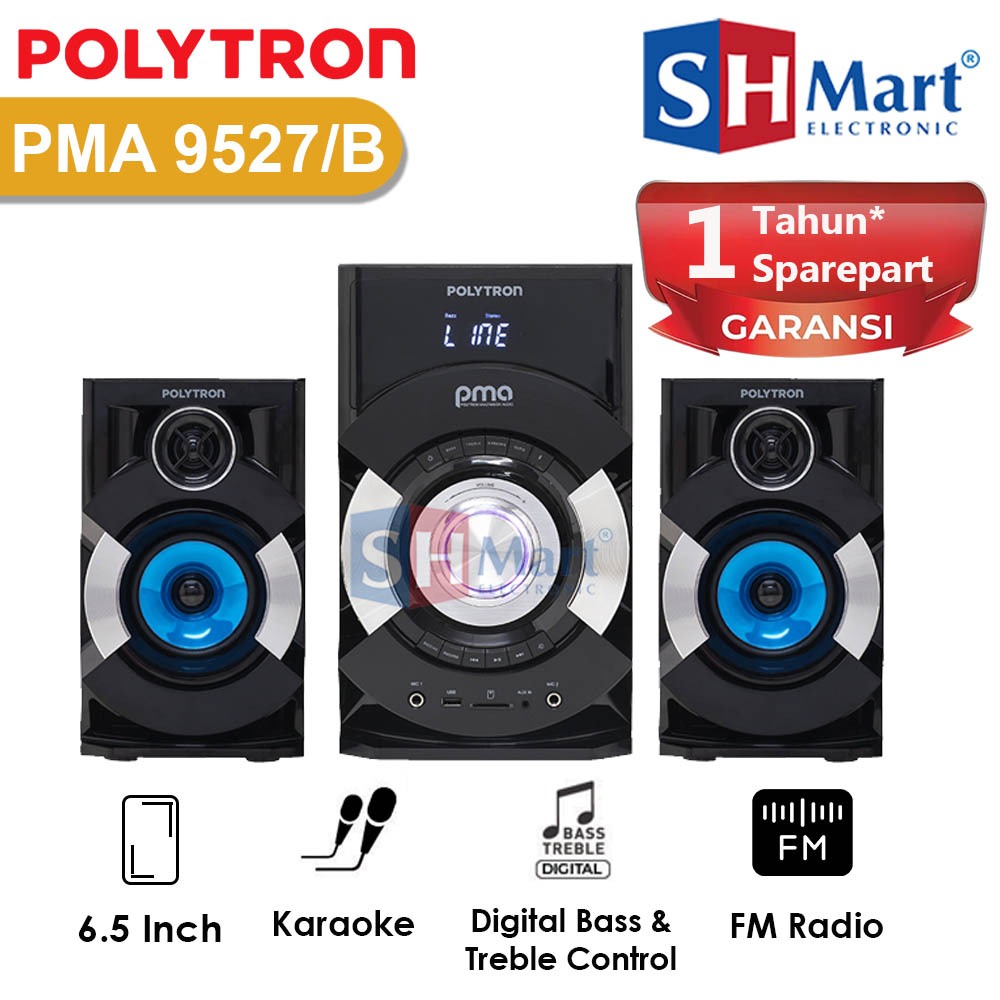 Jual SPEAKER POLYTRON BLUETOOTH PMA-9527 / PMA9527 KARAOKE WITH RADIO FM EXTRA BASS + TREBLE ...