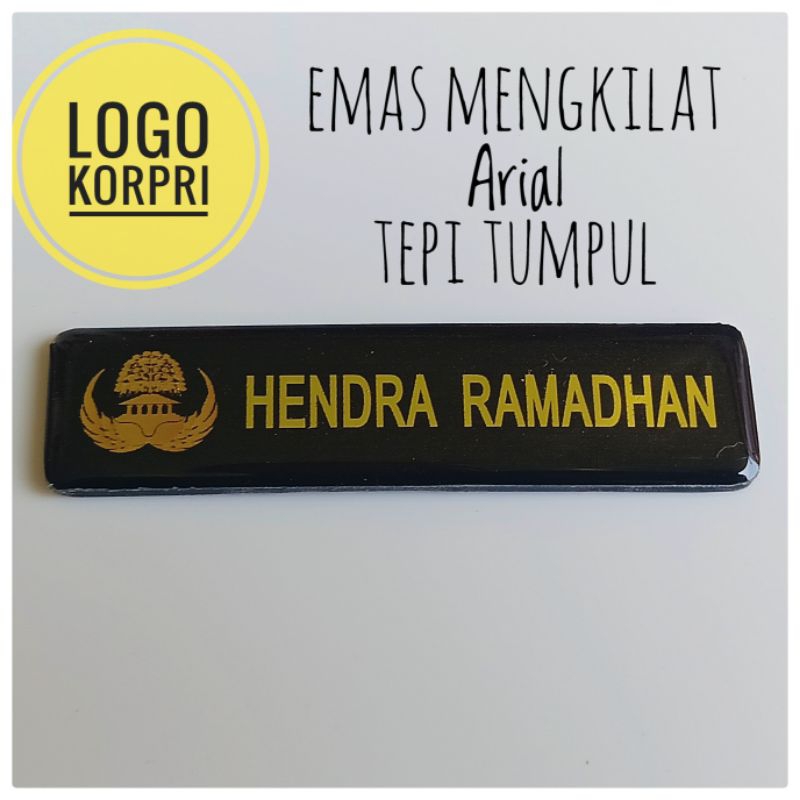 Jual Name Tag Warna Emas Gold Mengkilat DASAR HITAM #Name Tag ...