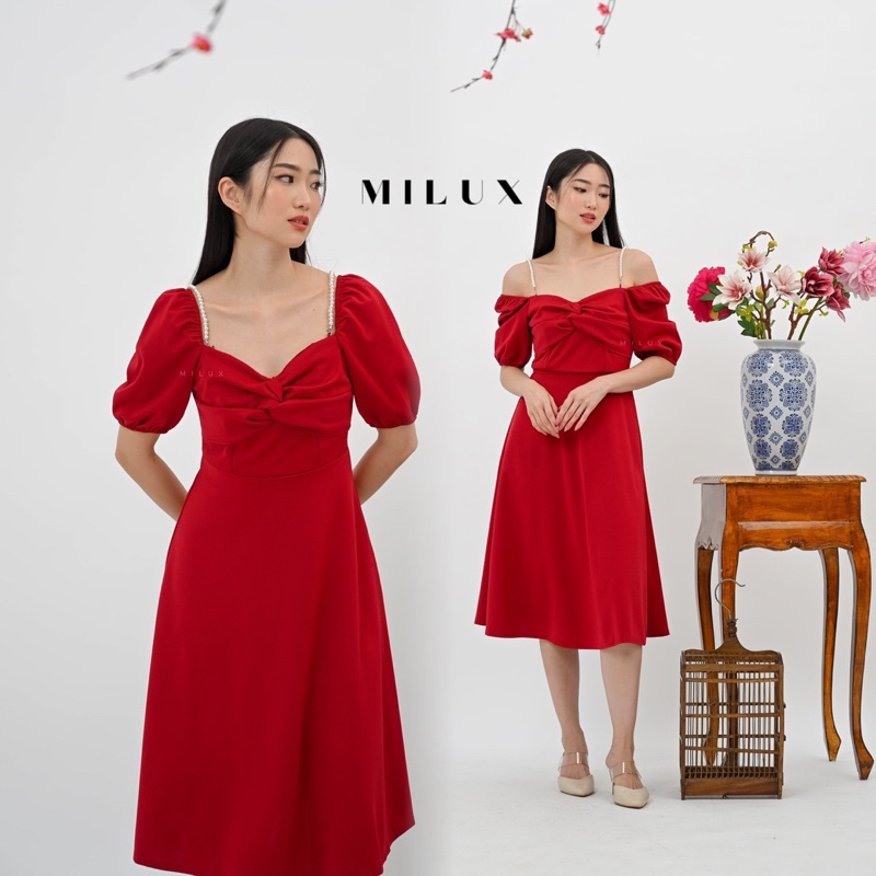 Jual WOMEN DRESS MERAH RED SABRINA WANITA GAUN PUTIH SABRINA MX230 ...