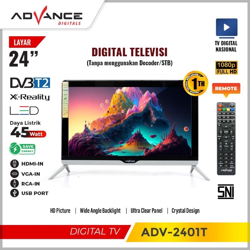 Jual TD LED 24 Inch ADV-2401T / ADV-2402T Advance / TV LED Digital DVB ...