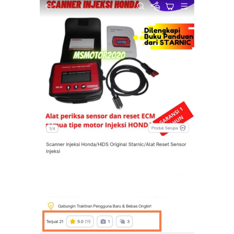 Jual Scanner injeksi Honda/Alat Reset Sensor Injeksi/HiDs Original ...