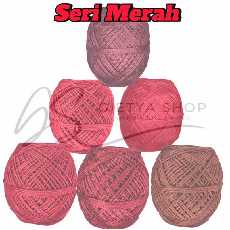 Jual Benang Rajut Polyester Poly Kilap & Dop Seri Warna Merah | Benang ...