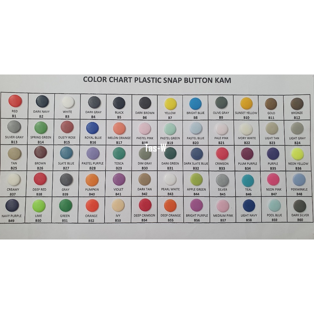 Jual Plastik snap button/kancing jepret plastik merk KAM ukuran T5 / 12 ...