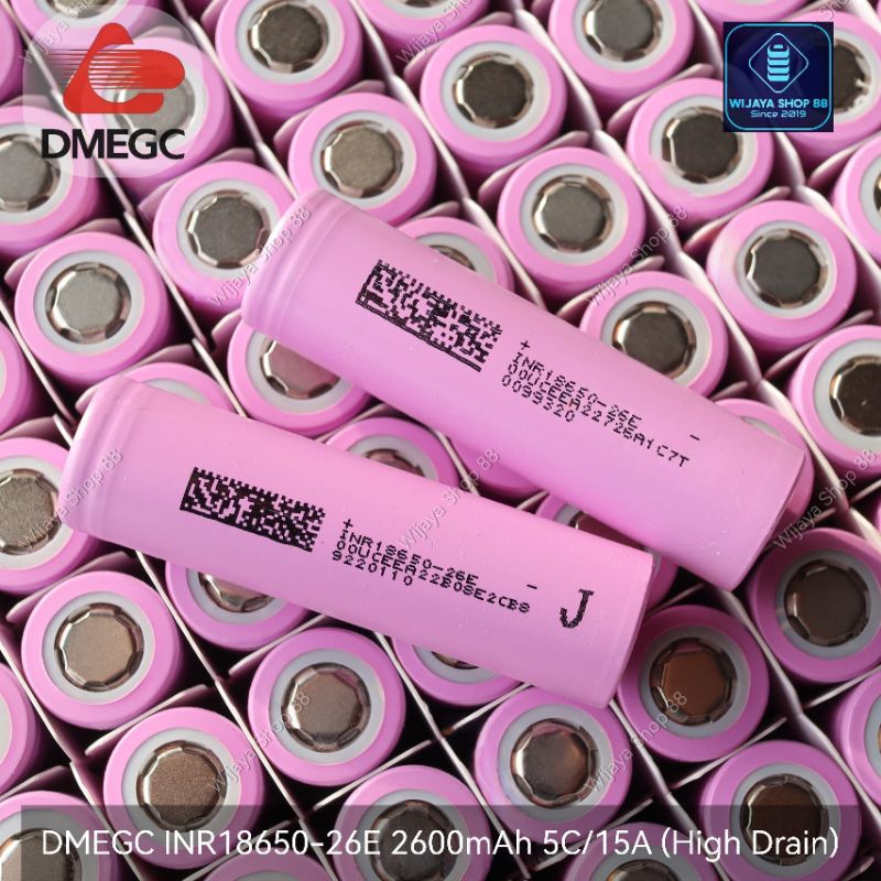 Jual BATTERY DMEGC INR 18650 - 26E HIGH DRAIN 5C / 15A 2600mAh AUTHENTIC | Shopee Indonesia