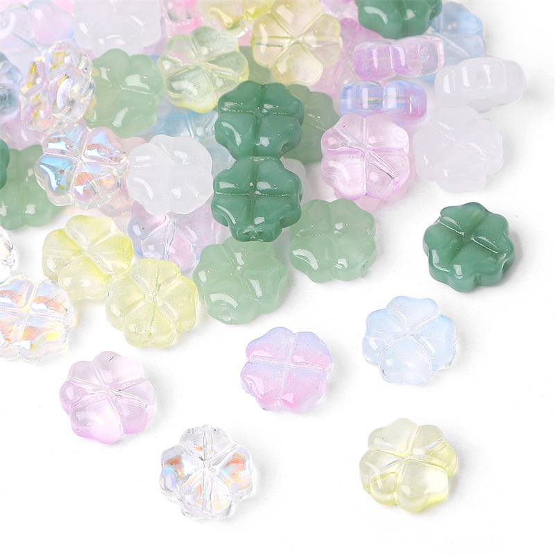 Jual (1pcs) J17 Manik Kaca Bunga Clover Glitter | Shopee Indonesia