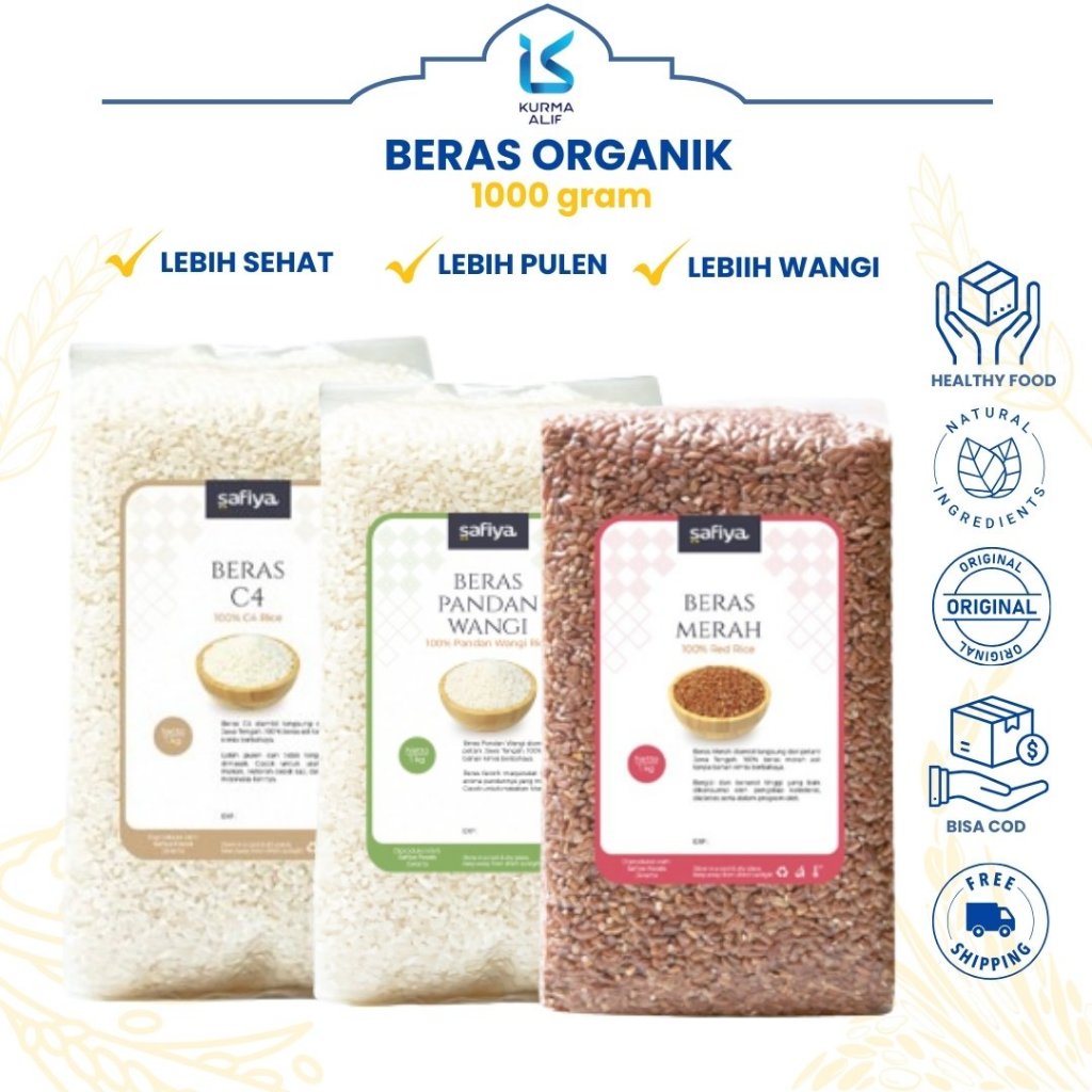 Jual Beras Merah Organik 1 Kg Beras Organik Pandan Wangi Beras Pulen ...