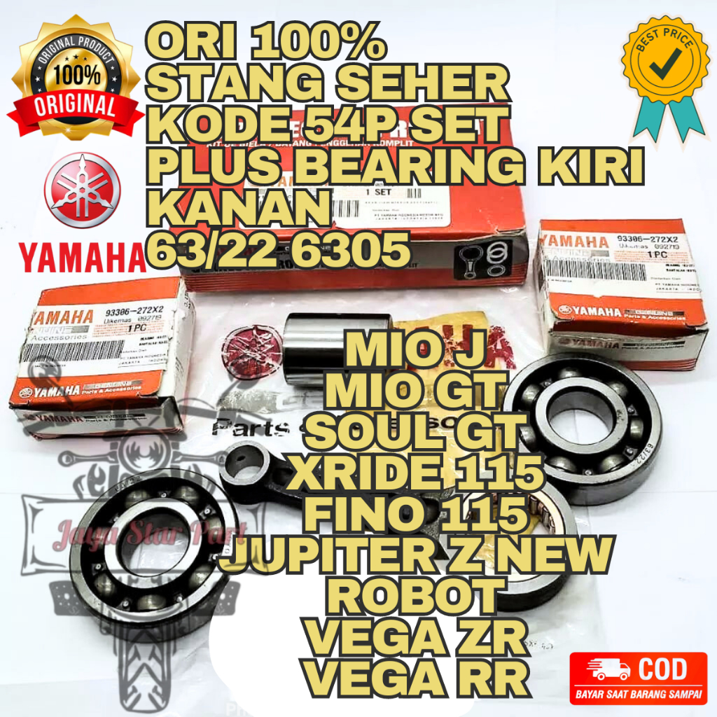 Jual ORIGINAL 100% STANG SEHER KODE 54P SET PLUS BEARING KIRI KANAN 63/22 6305 ASLI ORIGINAL ...