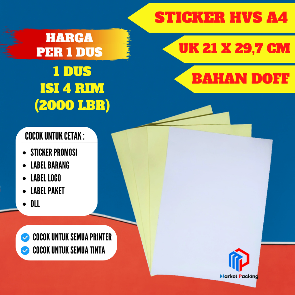 Jual STIKER LABEL A4 2000 LEMBAR / KERTAS STICKER A4 | Shopee Indonesia