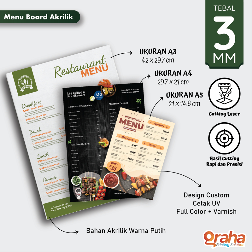 Jual Cetak Menu Board Akrilik / Papan Menu Akrilik / Menu Resto Akrilik ...