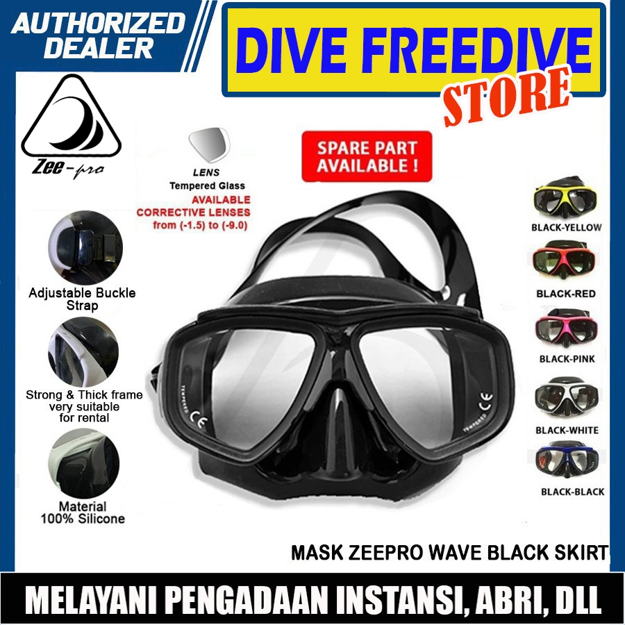 Jual Mask Zeepro Wave Black Silicone Masker Kacamata Selam Scuba Diving ...