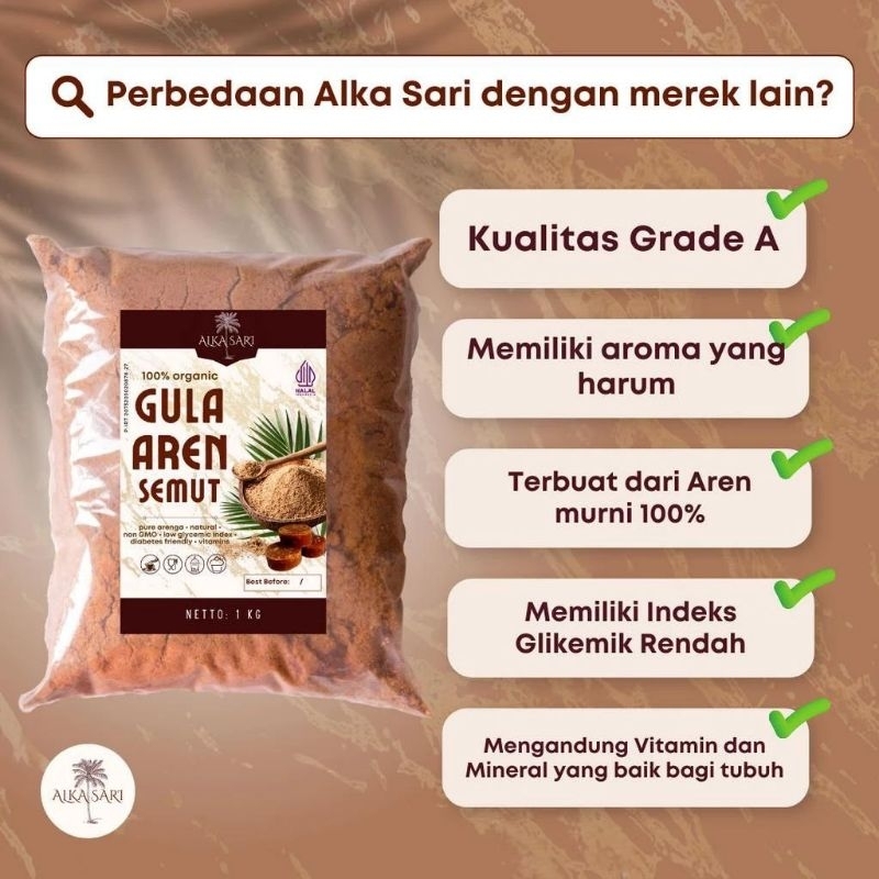 Jual Gula aren semut Alkasari/ gula aren halus 1kg / gula aren bubuk ...