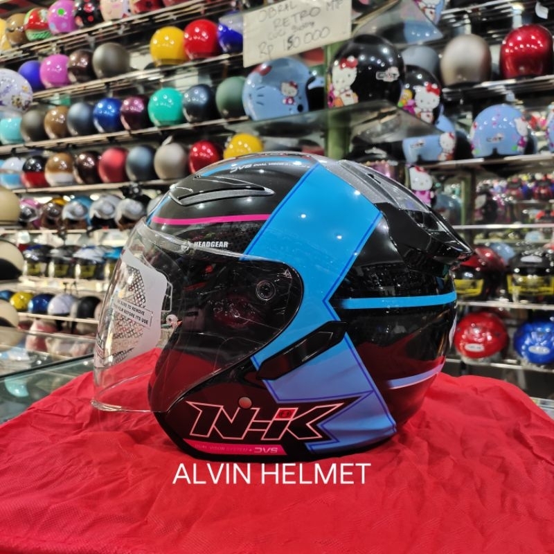 Jual Helm NHK R1 Motif Napoleon Black/Blue / NHK Half face original ...
