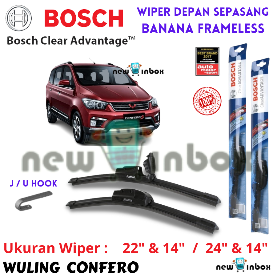 Jual Wiper Depan Mobil WULING CONFERO Sepasang Frameless BOSCH Clear Advantage 22" & 14" / 24 ...