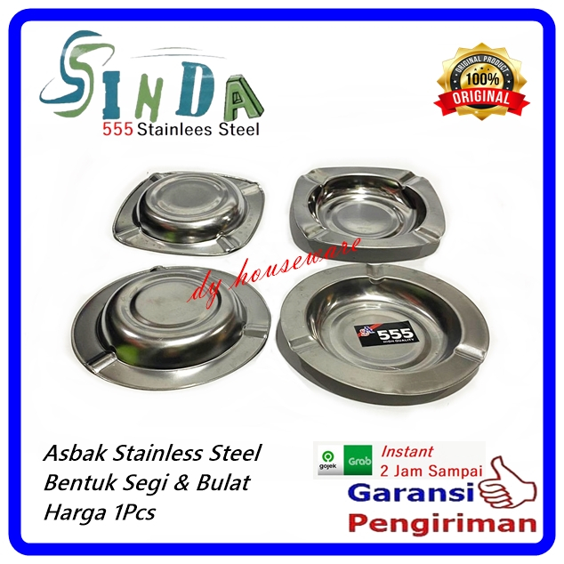 Jual Asbak Stainless Steel Bulat dan Segi Asbak Setenlis Harga 1 Pcs ...