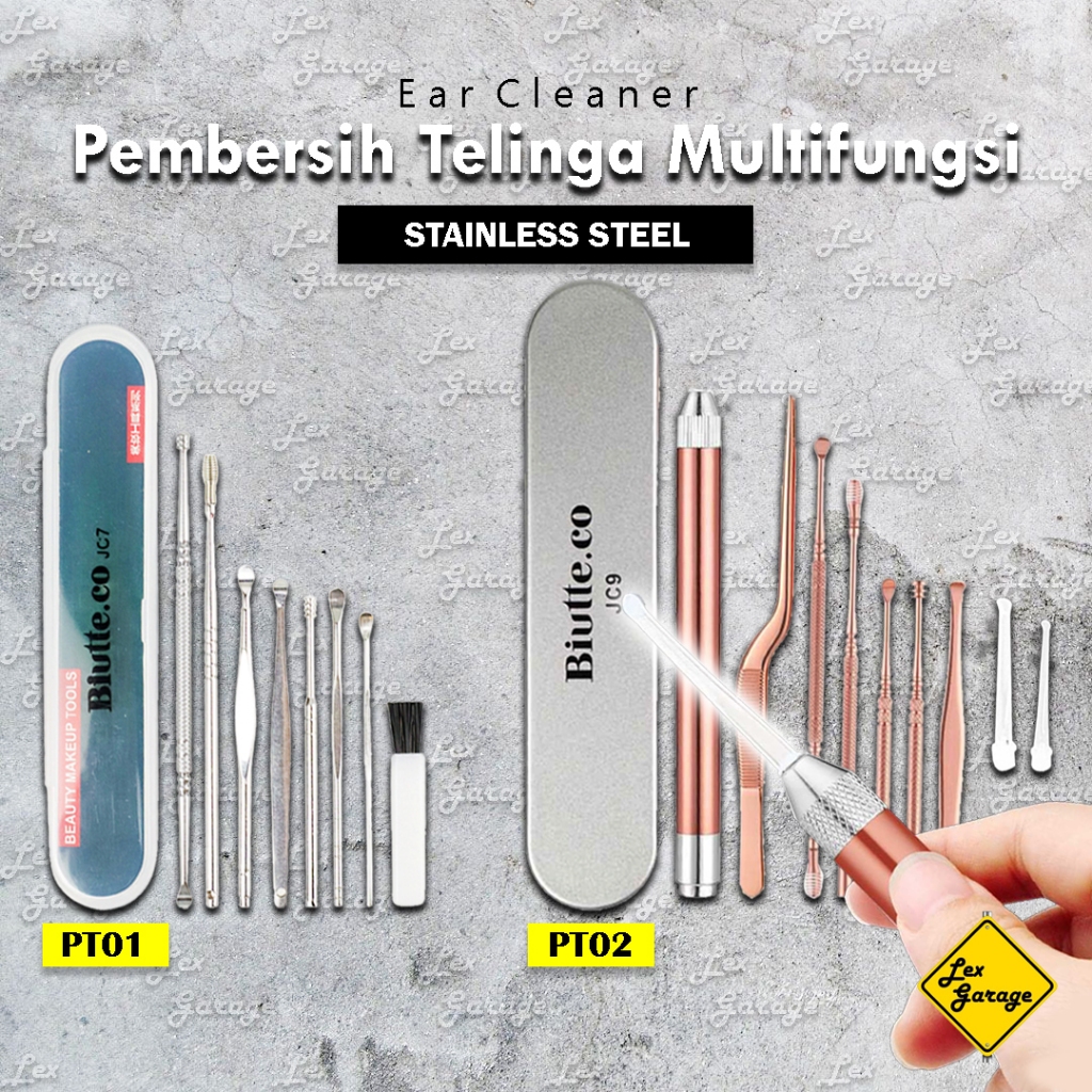 Jual Korek Kuping Alat Pembersih Telinga Besi Stainless Lampu LED Set ...