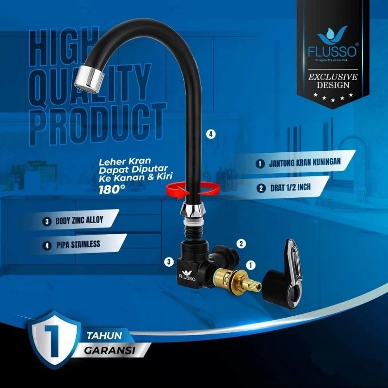 Jual flusso kran angsa 1/2" type 2182 / 2163 | Shopee Indonesia