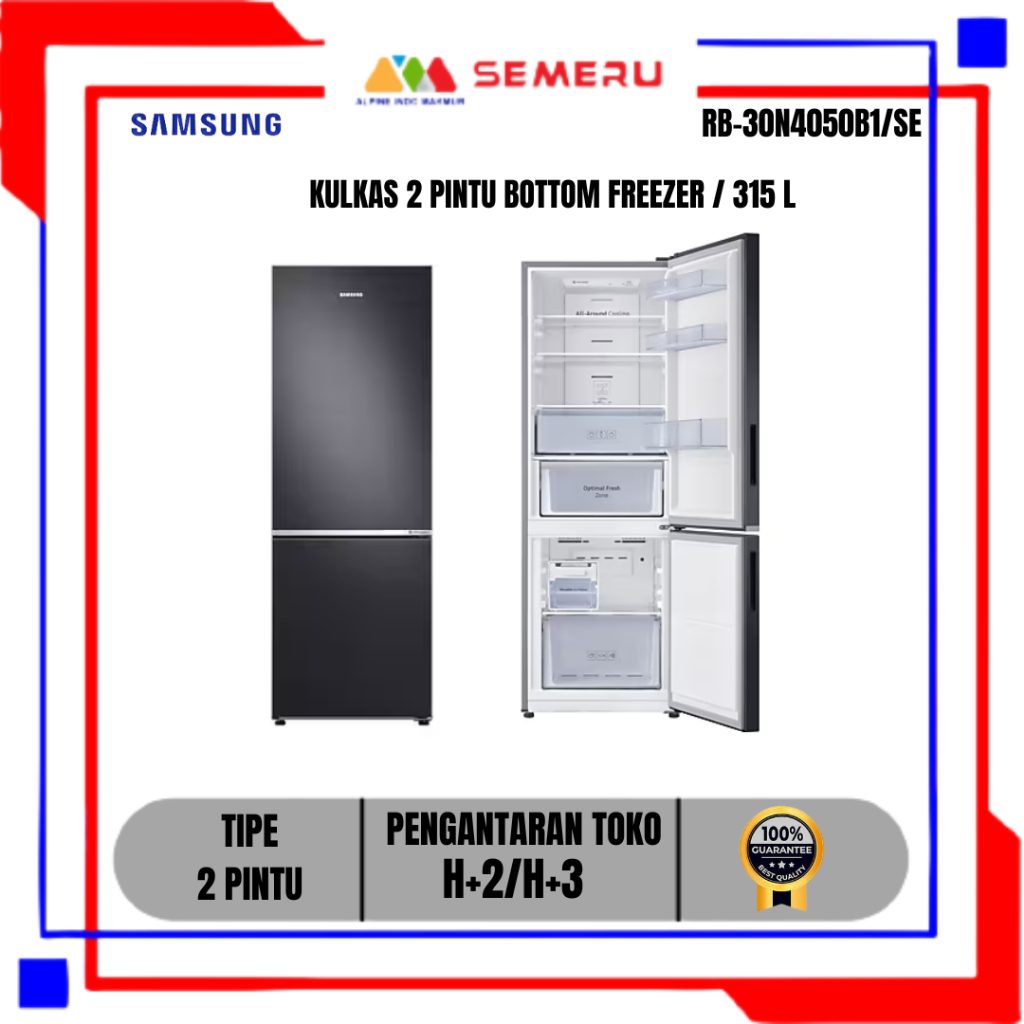 Jual SAMSUNG KULKAS 2 PINTU BOTTOM FREEZER / 315 L RB-30N4050B1/SE ...