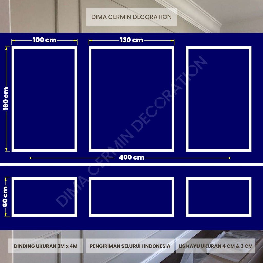 Jual Set Wall Moulding Wainscoting untuk dinding 3M x 4M Panel Lis ...
